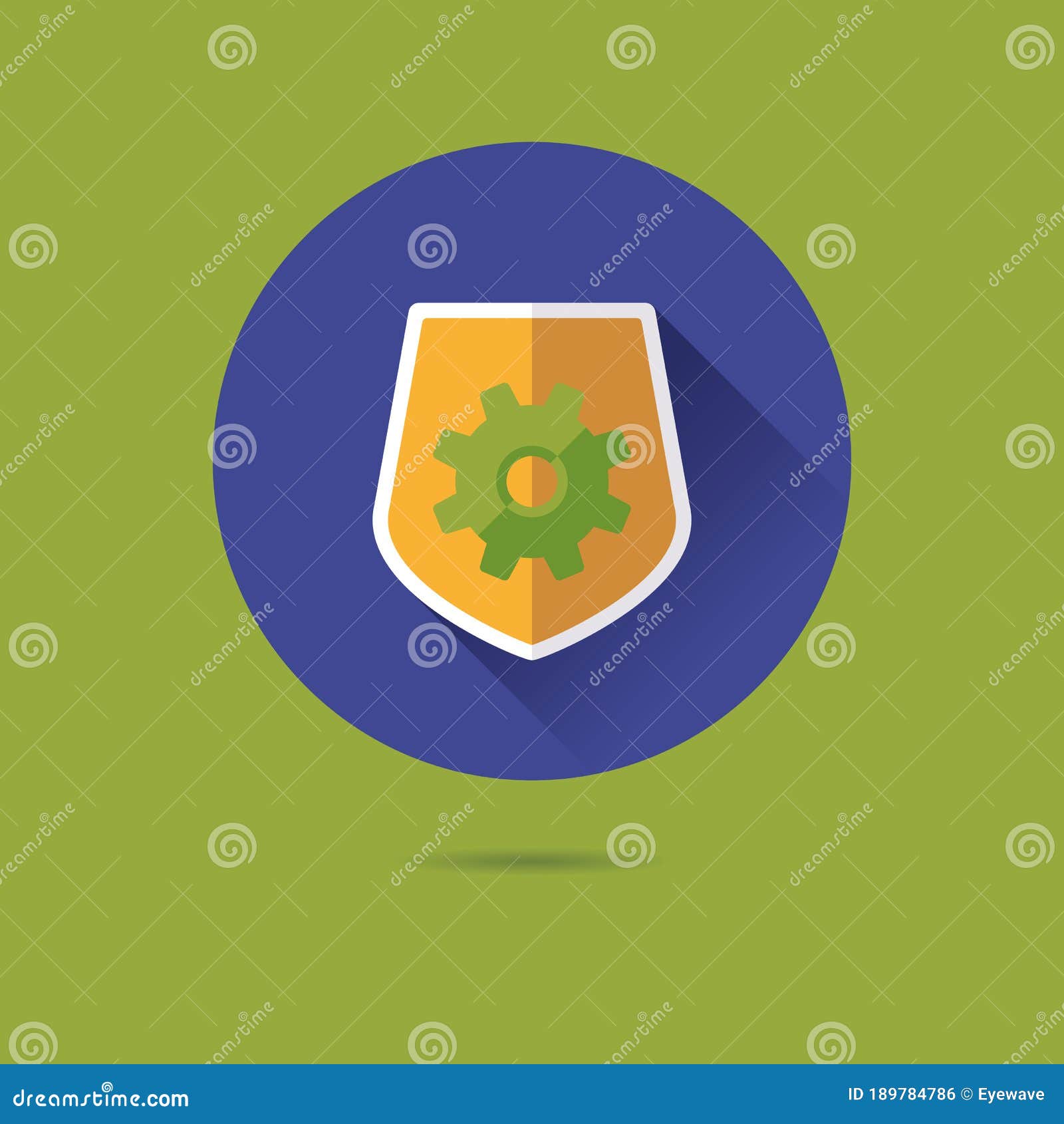 Shield with Cog Flat Design Vector Icon Stock Vector - Illustration of ...