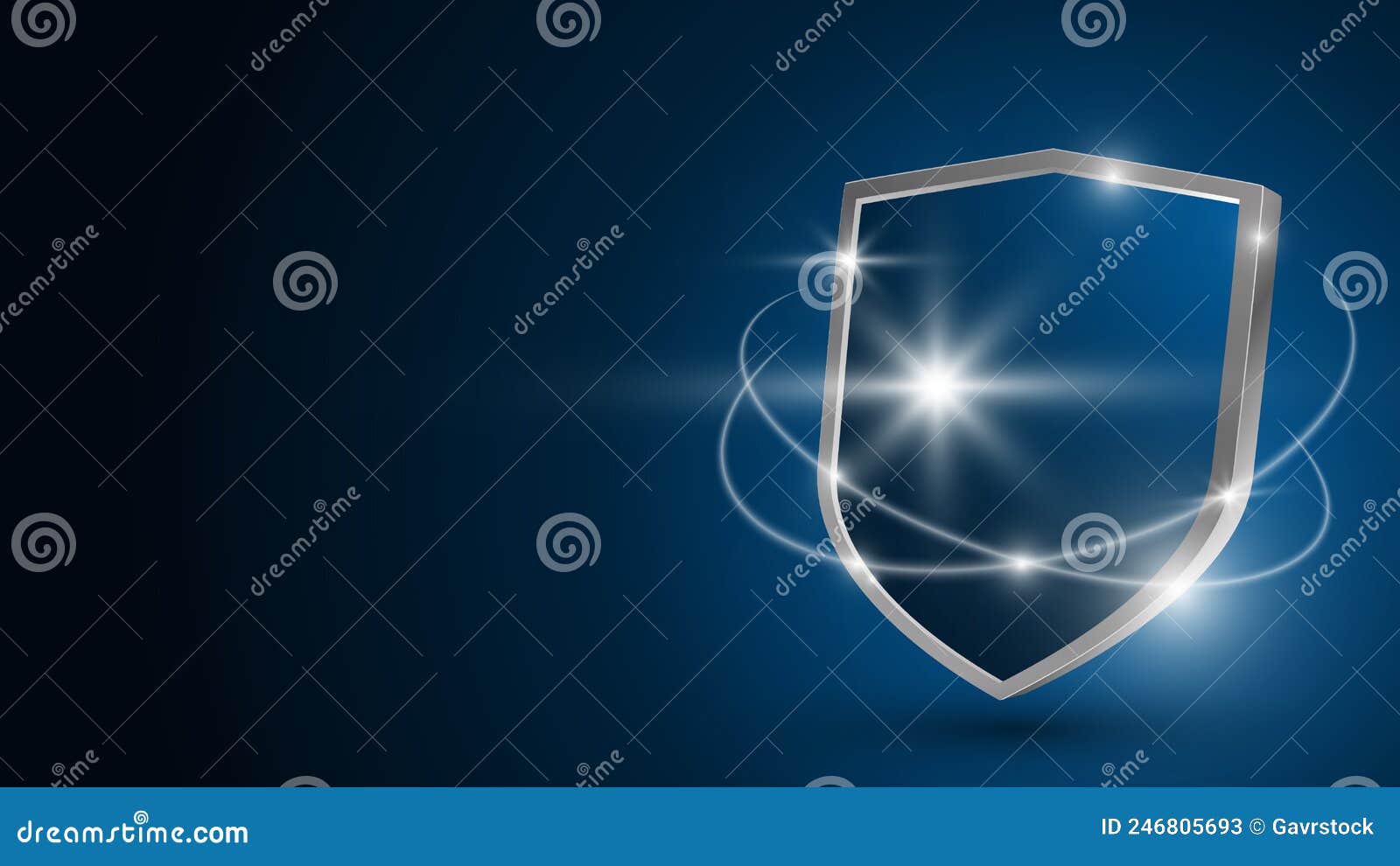 Protective Shield on a Dark Background. Shine, Glow. Security. 3d ...