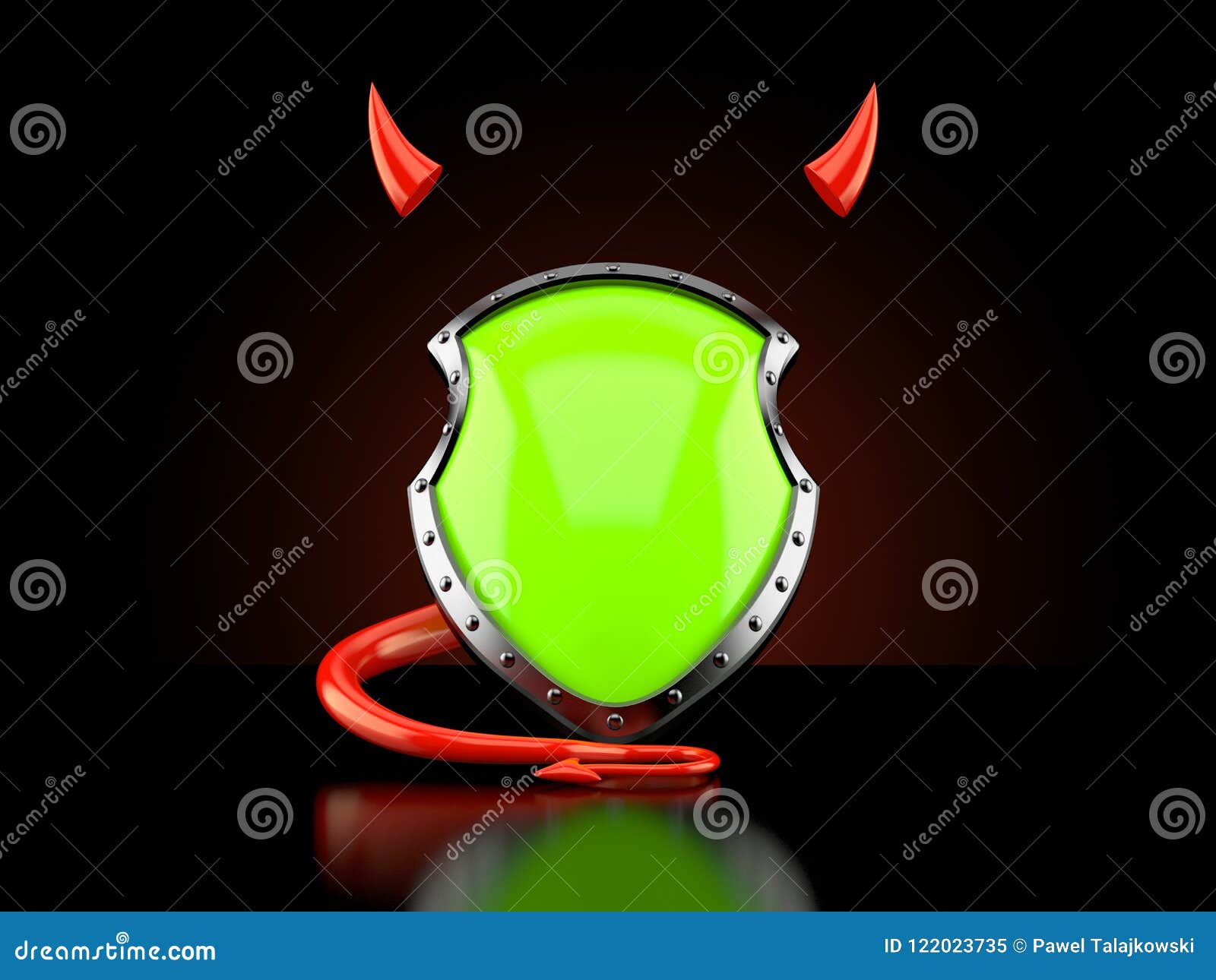 Protective Shield with Devil Horns and Tail Stock Illustration ...