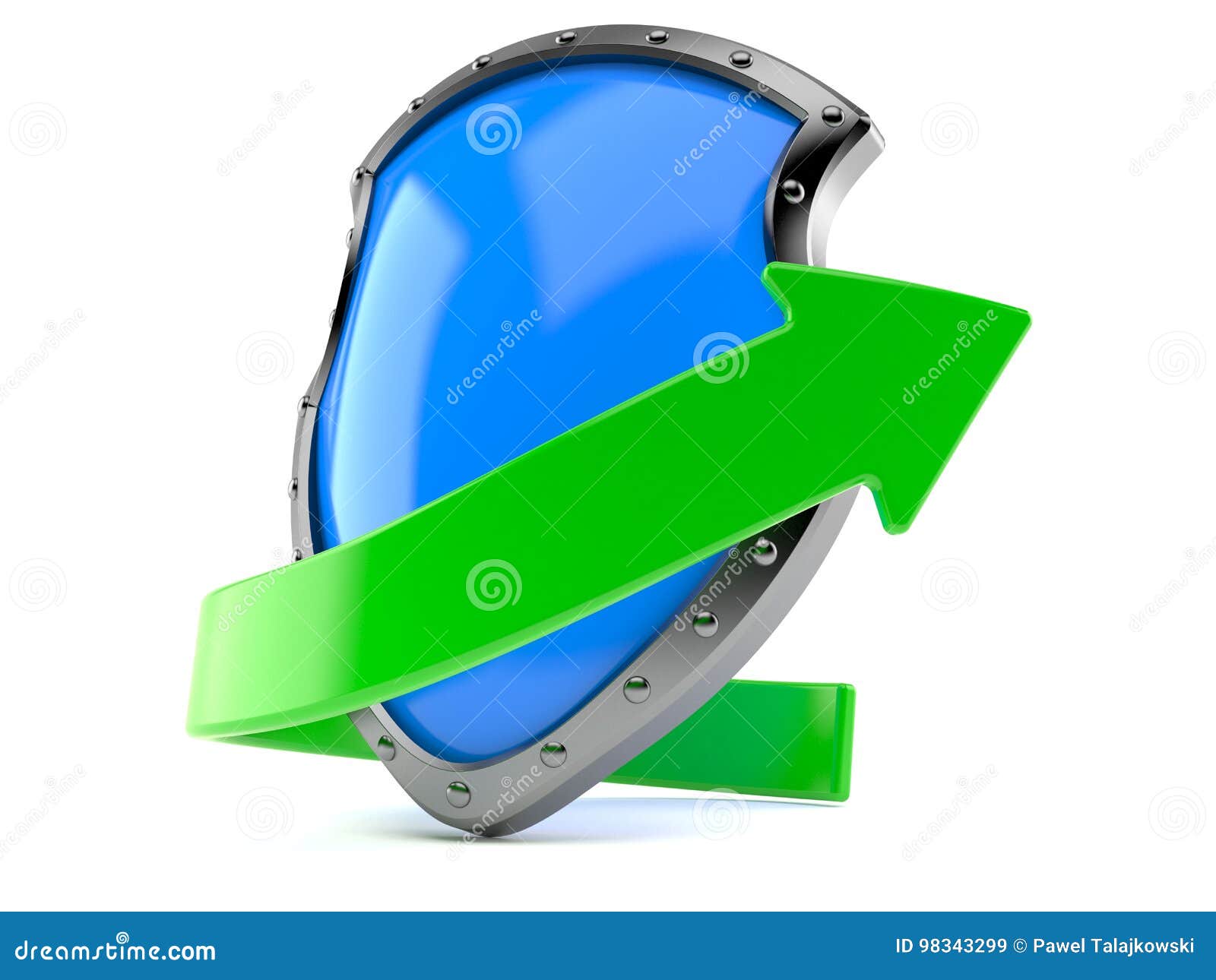 Protective Shield with Green Arrow Stock Illustration - Illustration of ...