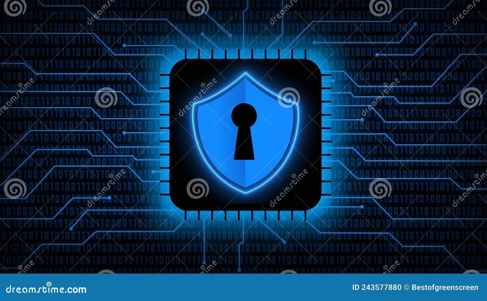 Protective Shield Logo on Chip Sensor - Abstract Background in Green of ...