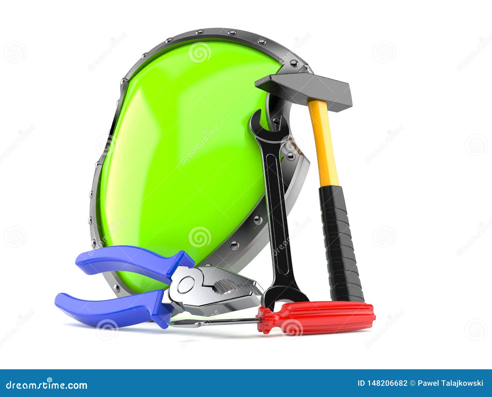 Protective Shield with Work Tools Stock Illustration - Illustration of ...