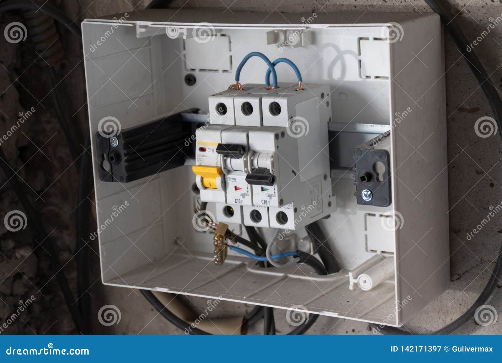 Protective Shutdown Device. Power Distribution Box Stock Image - Image ...