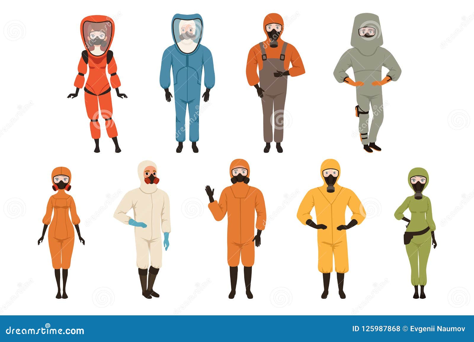 Protective Suits Set, Different Protective Uniform Equipment Vector ...