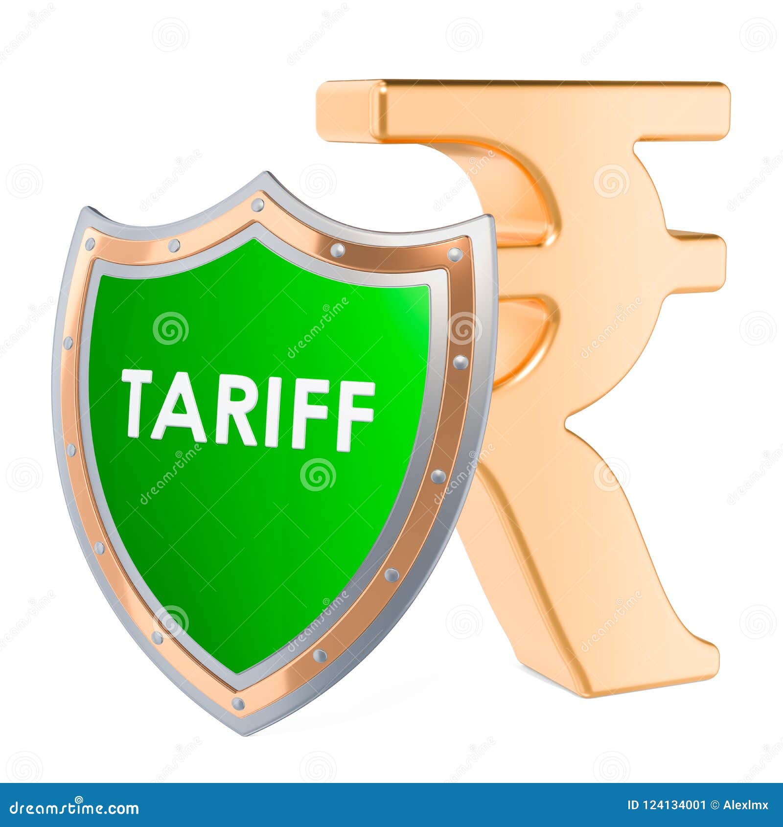 Protective Tariffs for Rupee Concept, 3D Rendering Stock Illustration ...