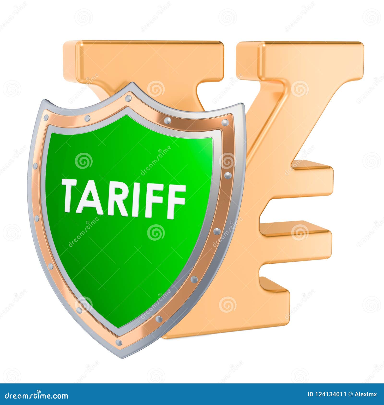 Protective Tariffs for Yen or Yuan Concept, 3D Rendering Stock ...
