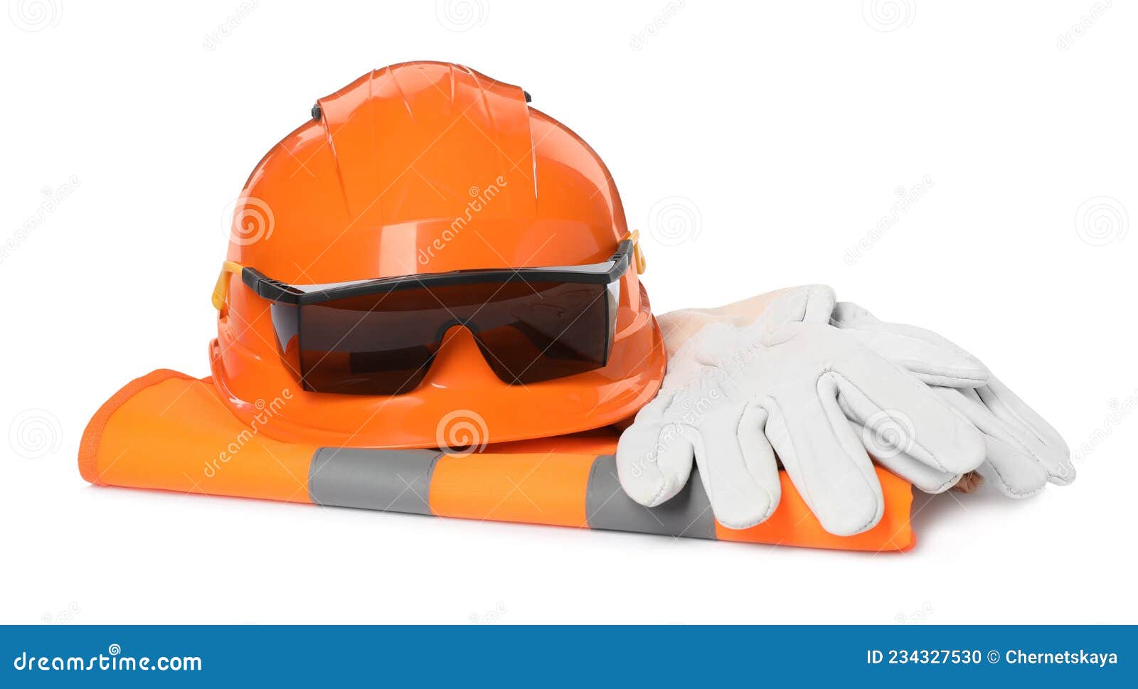 Protective Workwear on White Background. Safety Equipment Stock Photo ...
