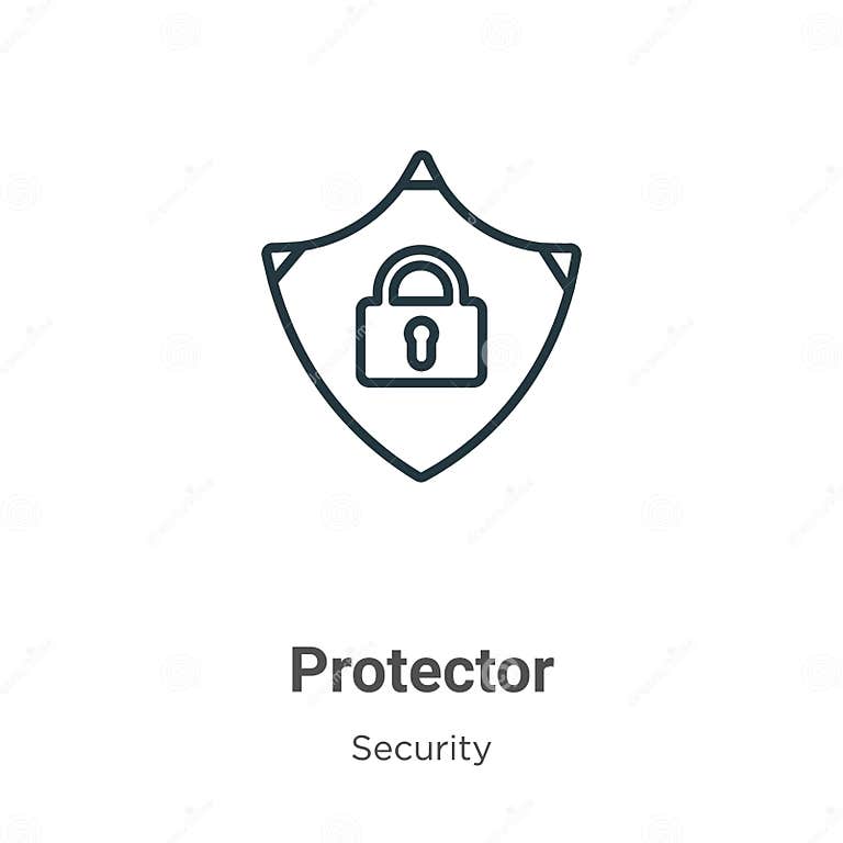 Protector Outline Vector Icon. Thin Line Black Protector Icon, Flat ...