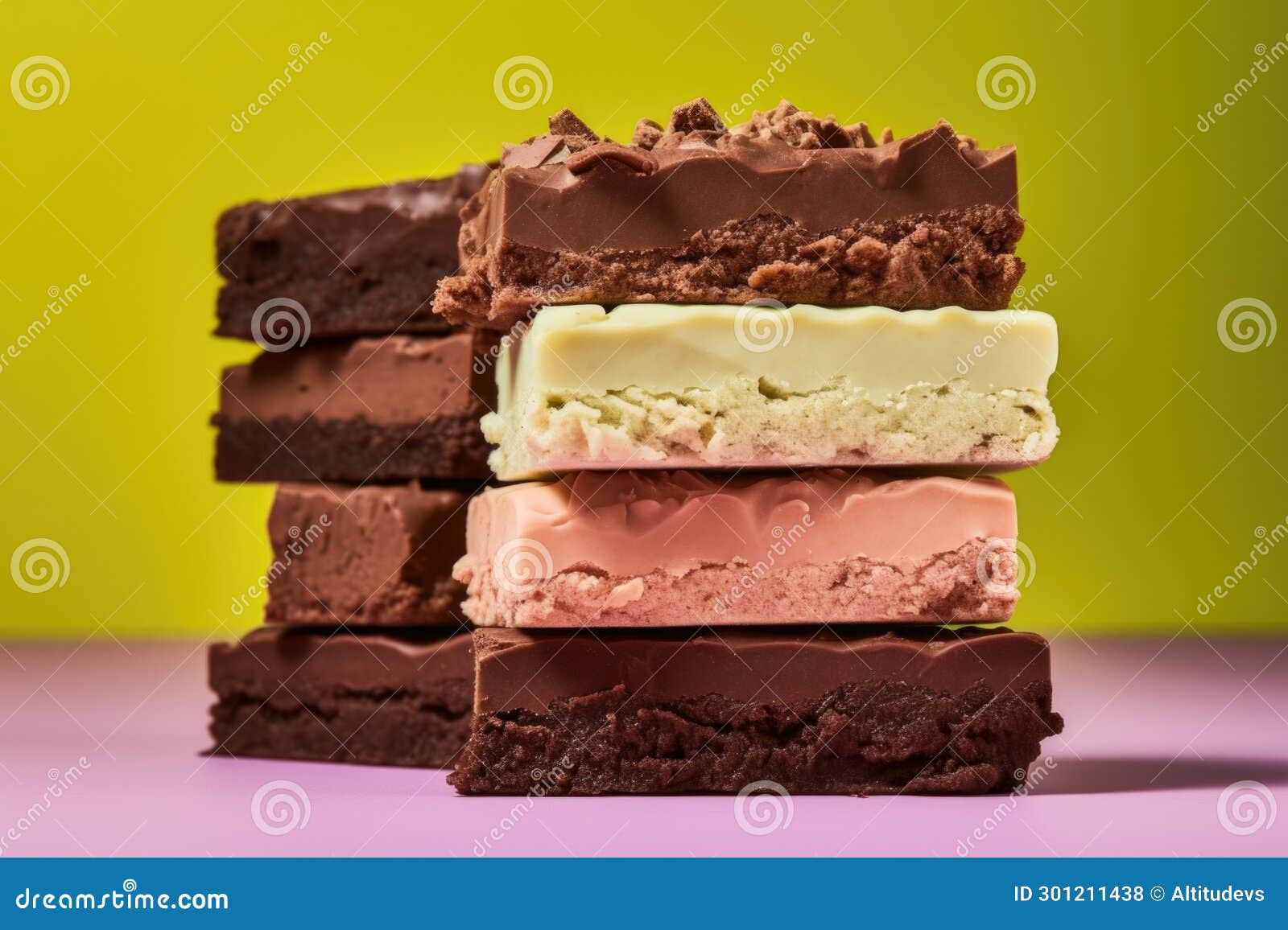 Protein Bars Stacked on a Colored Surface Stock Photo - Image of ...