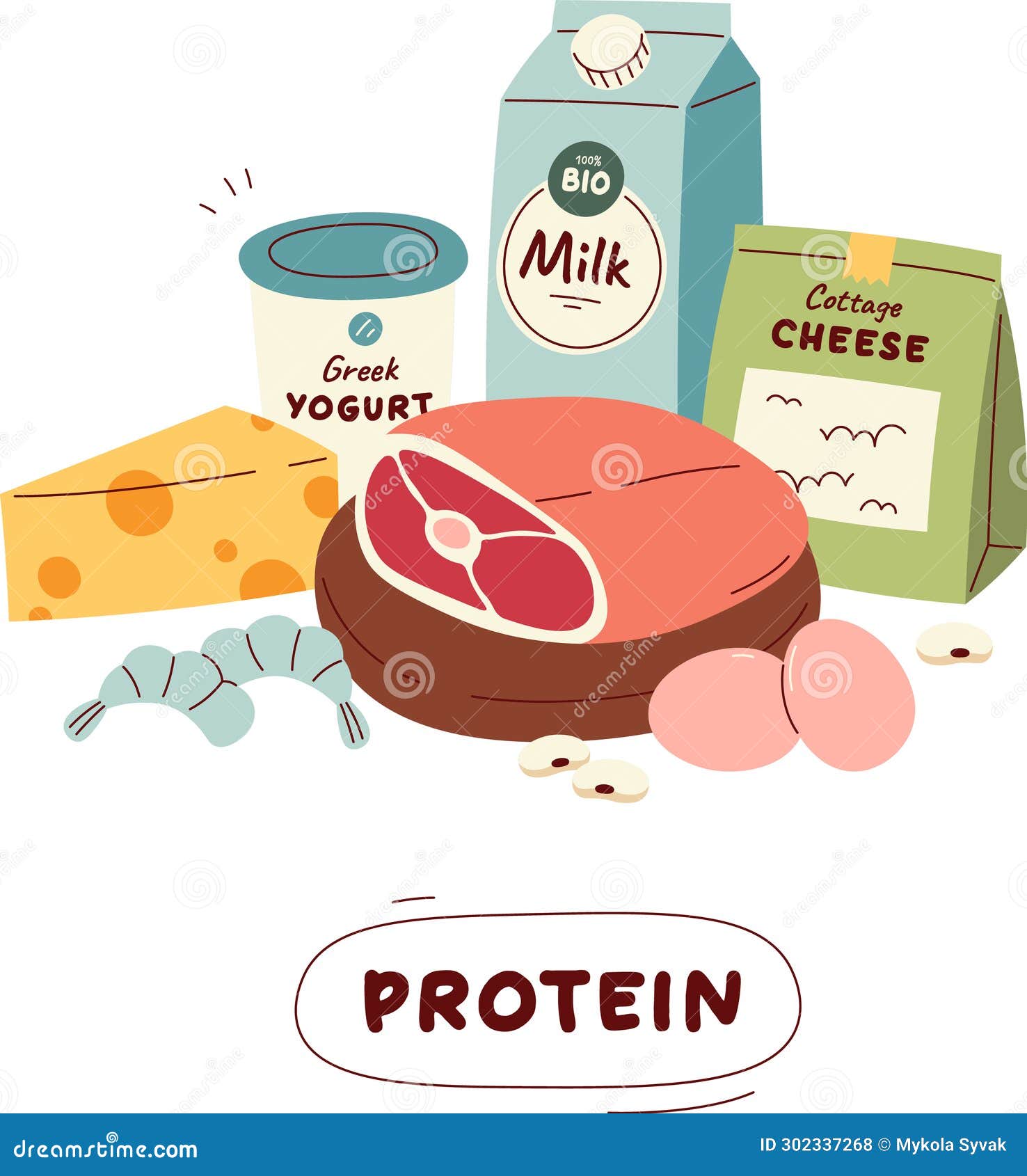 Protein Food Group stock vector. Illustration of fish - 302337268