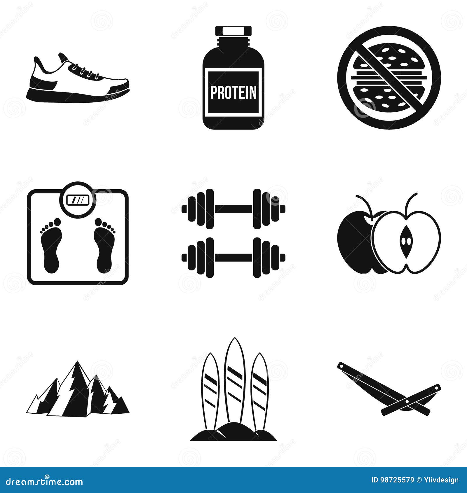 Protein Icons Set, Simple Style Stock Vector - Illustration of extreme ...