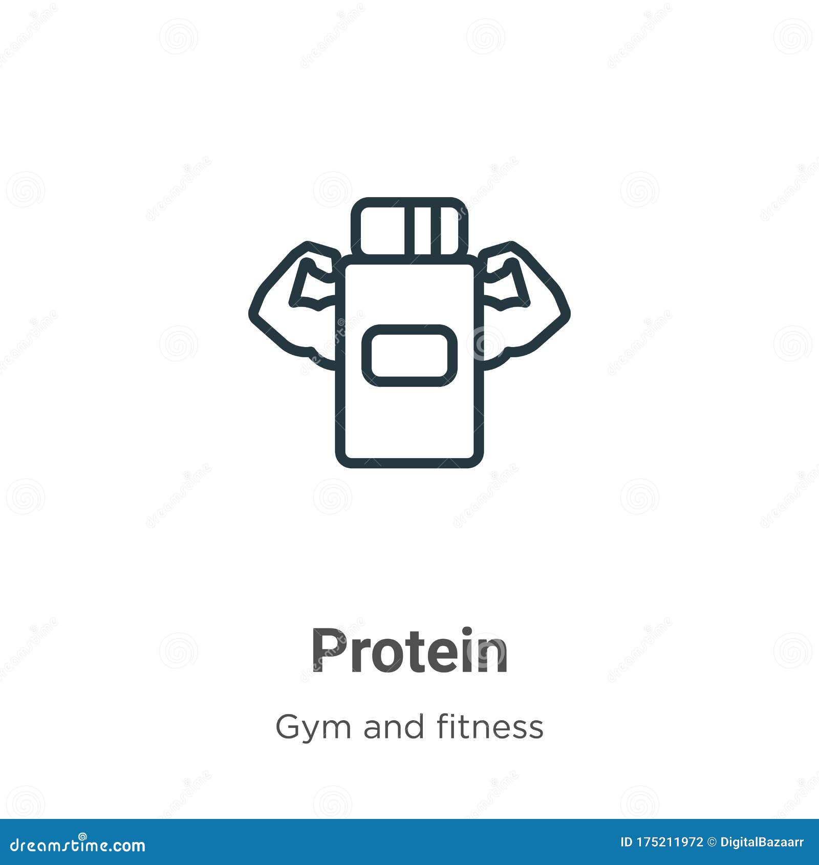 Protein Outline Vector Icon Thin Line Black Protein Icon Flat Vector