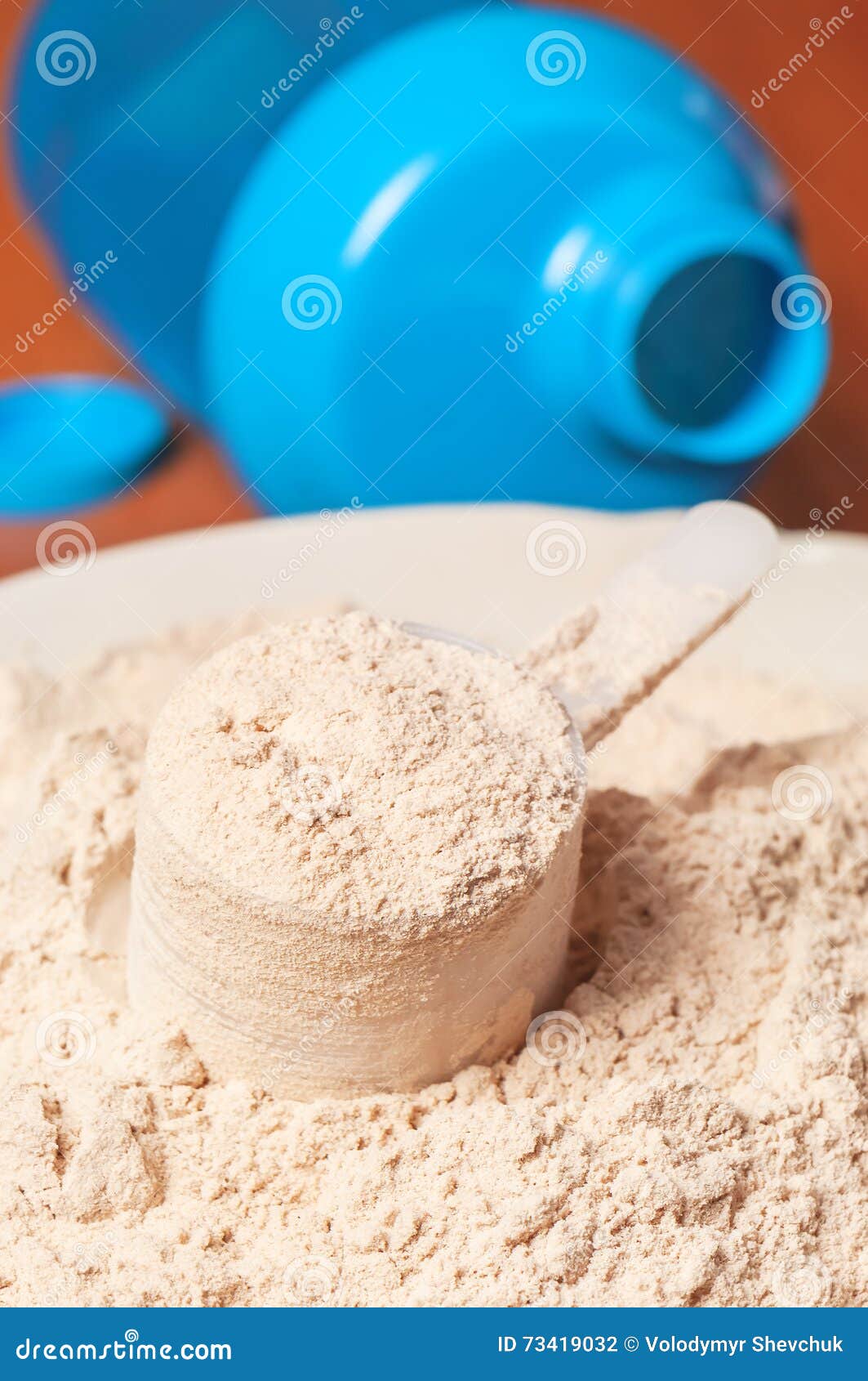 Protein Powder and Blue Shaker Stock Photo - Image of nutrient, healthy ...
