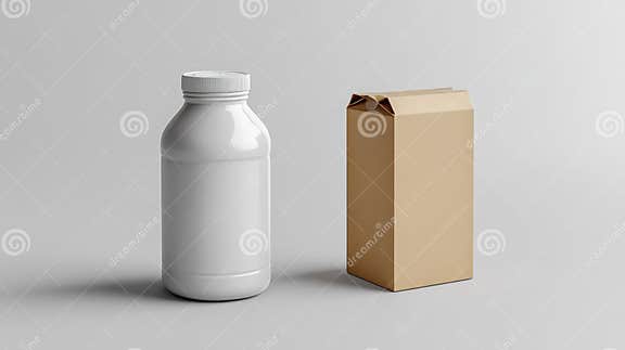 Protein Powder Container and Cardboard Box Generative AI Stock ...