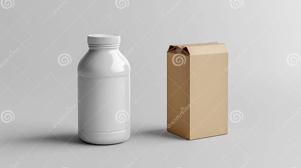 Protein Powder Container and Cardboard Box Generative AI Stock ...