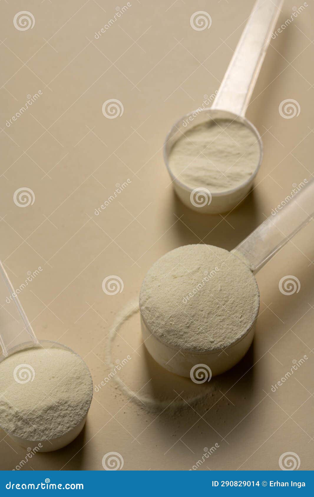 Protein Powder in a Measuring Scoops, Copy Space Stock Photo - Image of ...