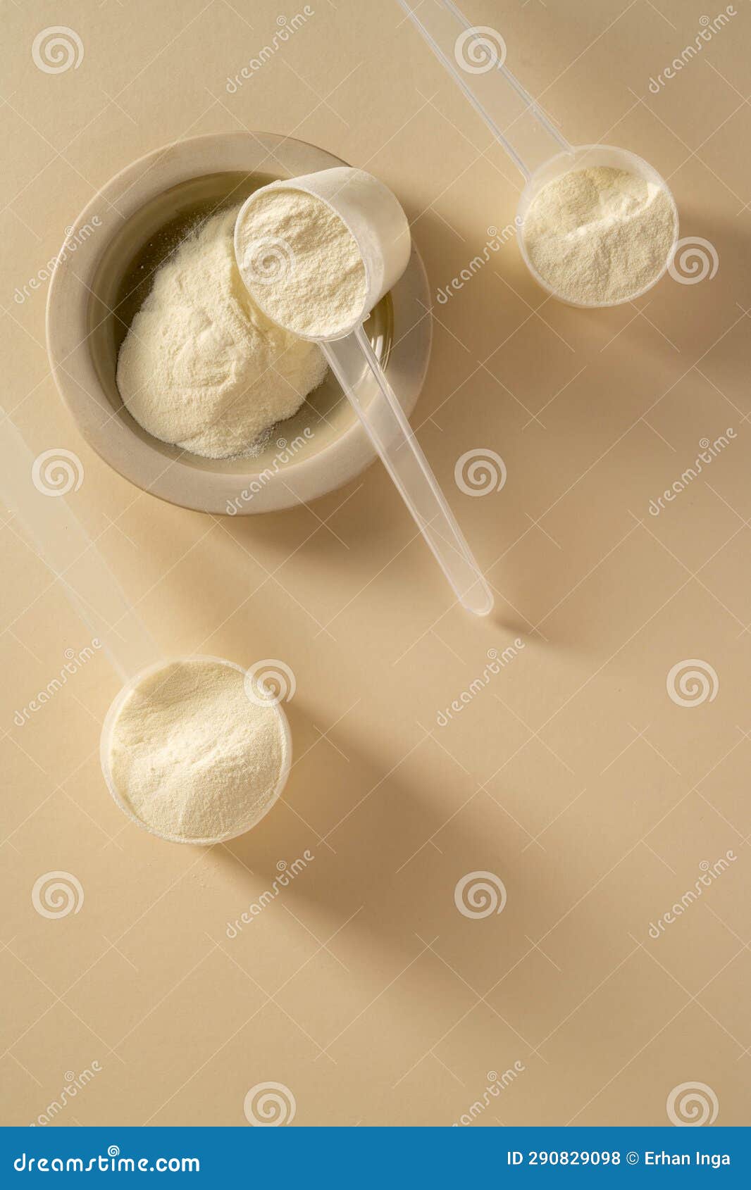 Protein Powder in a Measuring Scoops, Copy Space Stock Photo - Image of ...