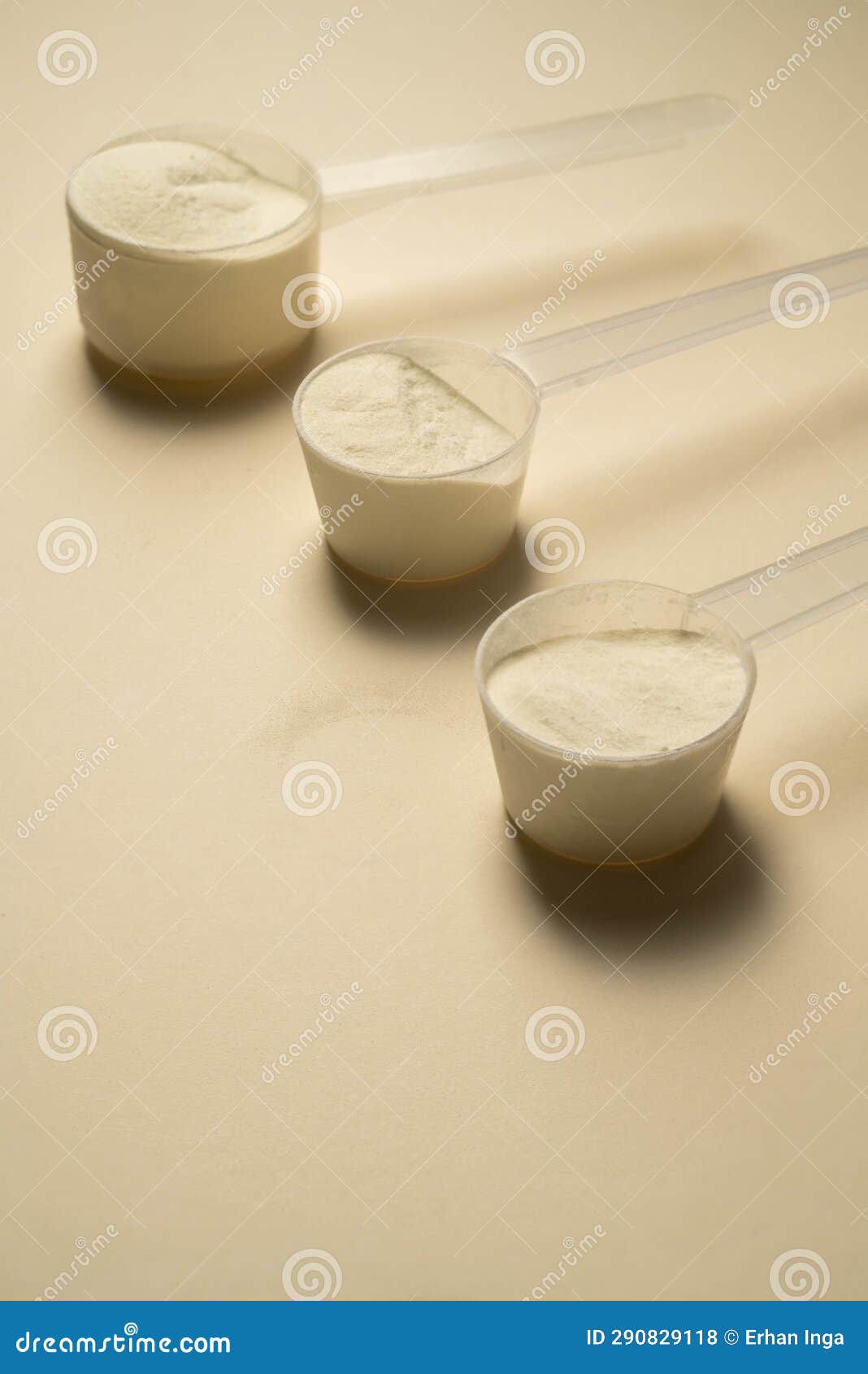 Protein Powder in a Measuring Scoops, Copy Space Stock Photo - Image of ...