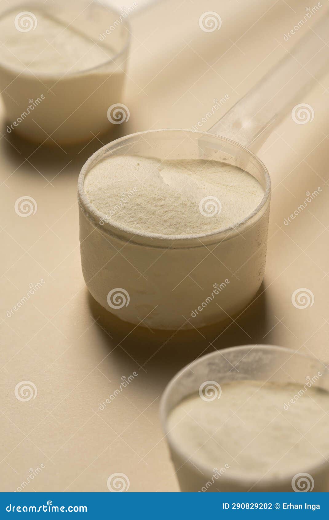 Protein Powder in a Measuring Scoops, Copy Space Stock Photo - Image of ...