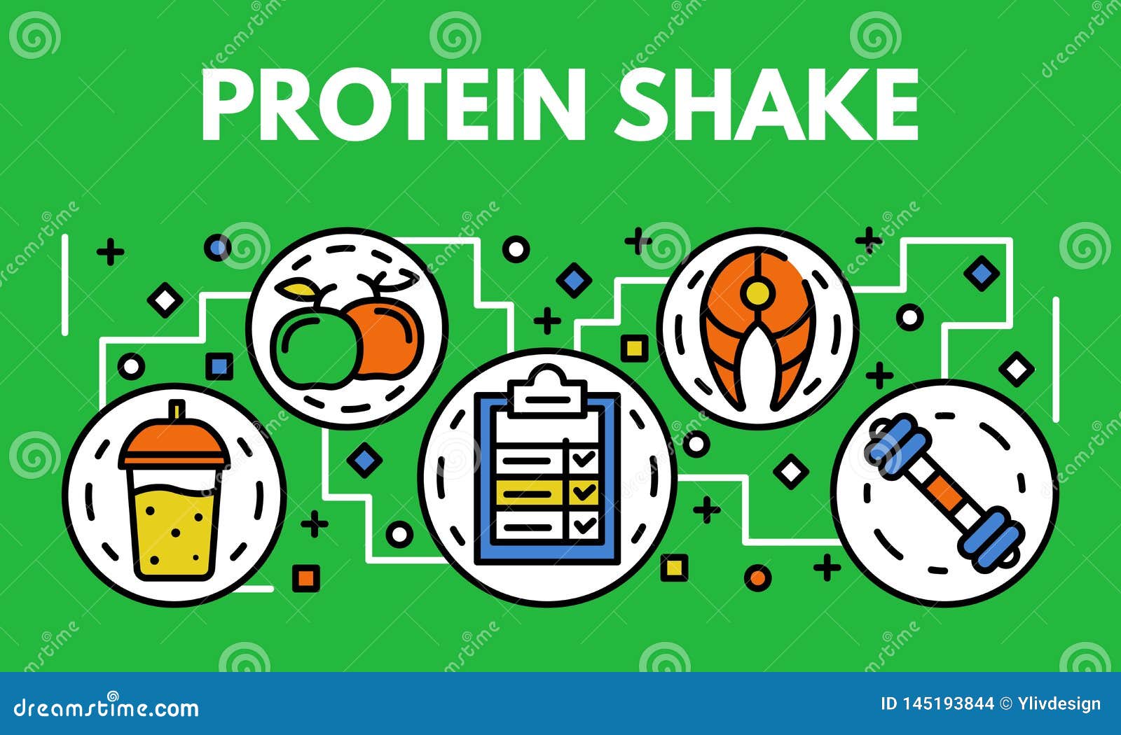 Protein Shake Banner, Outline Style Stock Vector - Illustration of ...