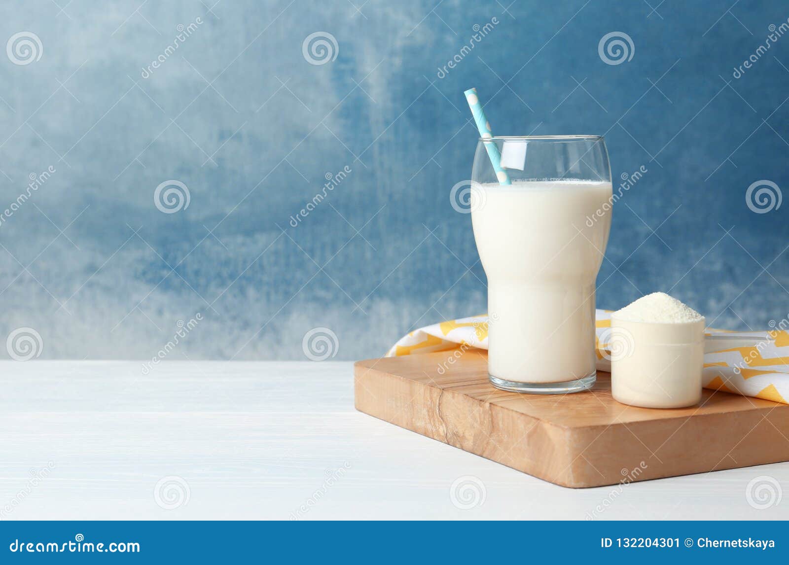 Protein Shake in Glass and Powder on Table Stock Image - Image of ...