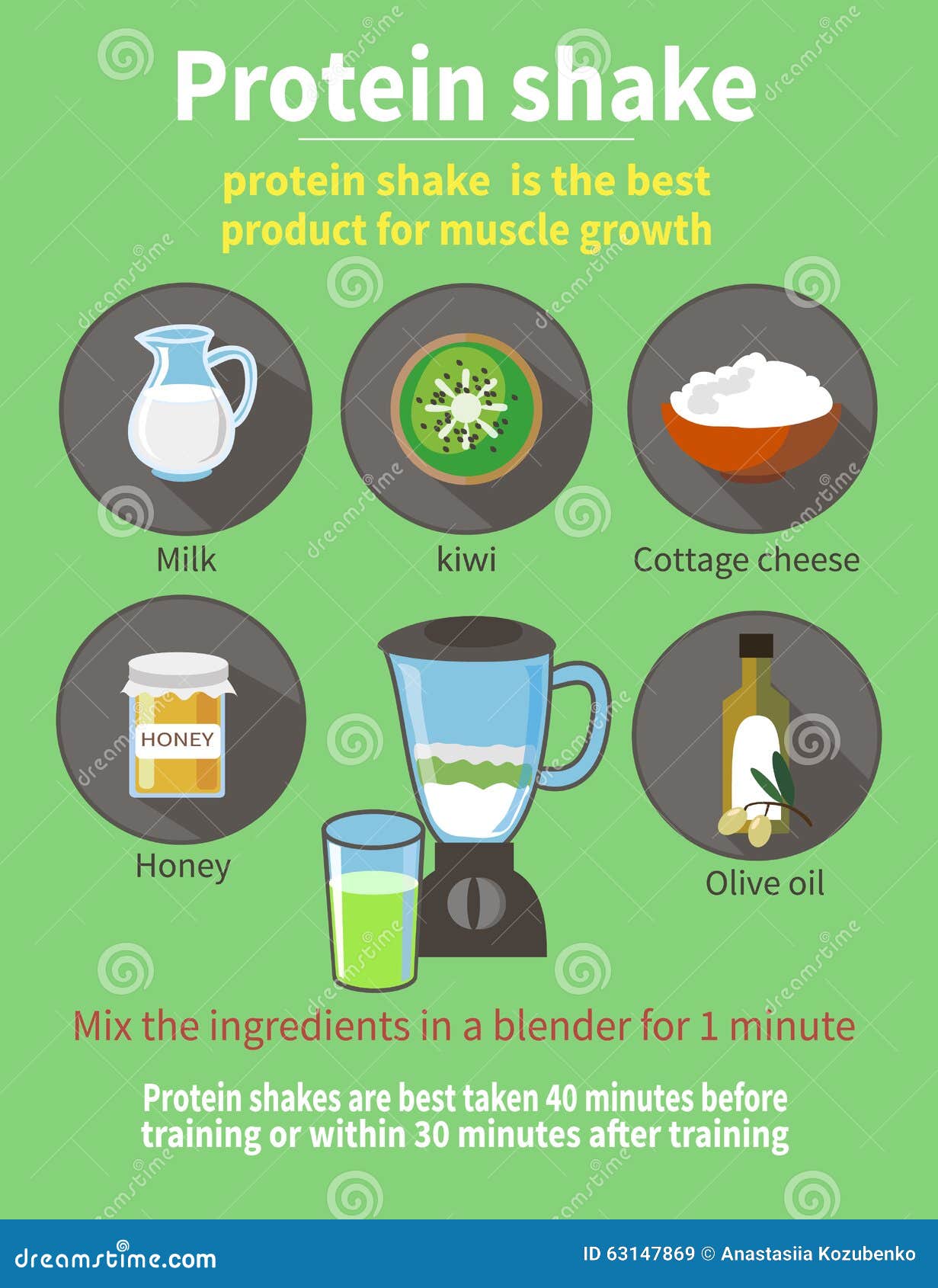 Protein Shake for Muscle Growth Stock Vector - Illustration of mineral ...