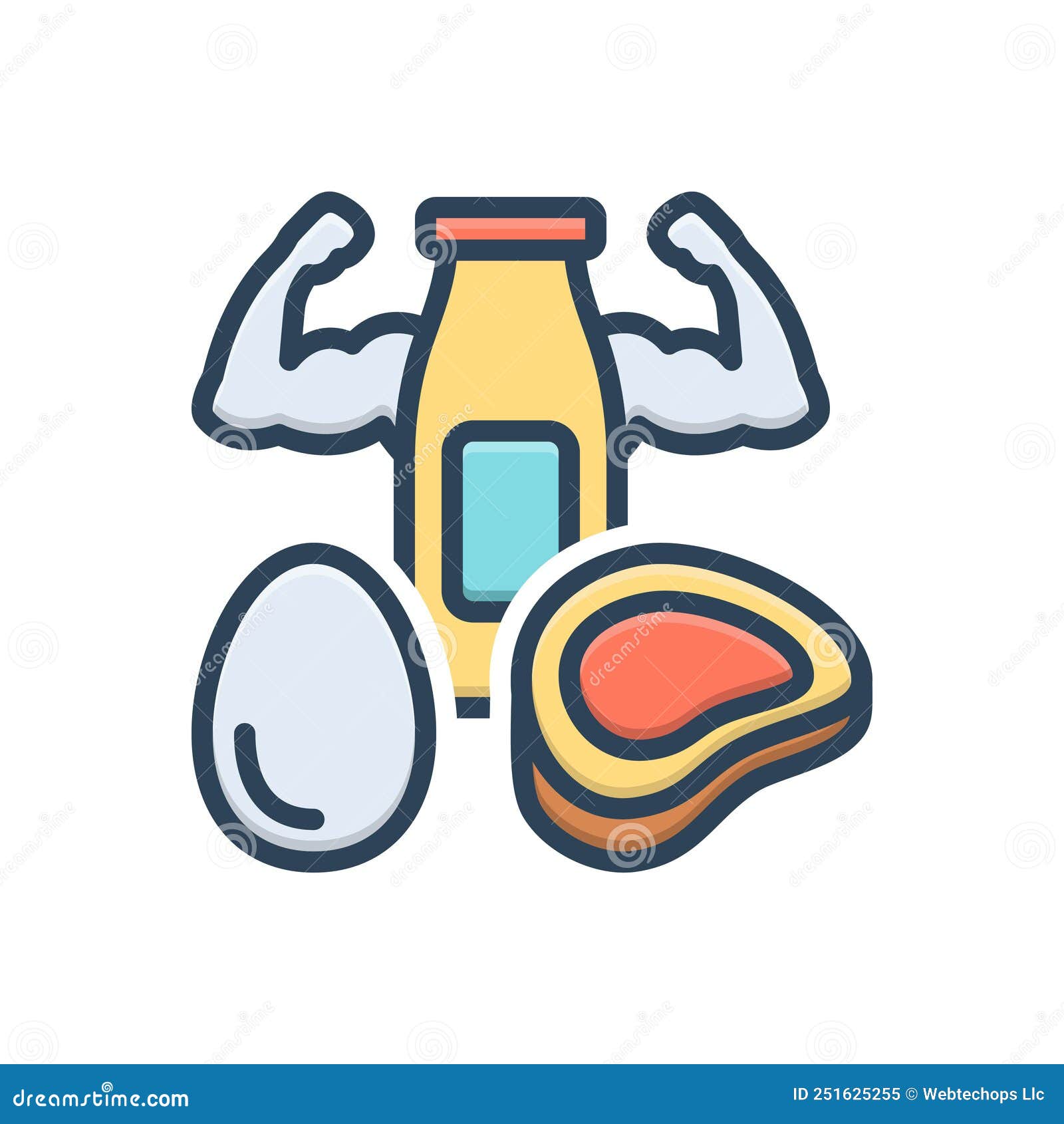 Color Illustration Icon for Proteins, Strong and Bicep Stock Vector ...