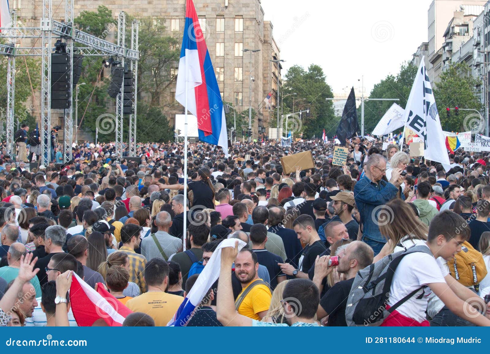A Protest in Belgrade in Front of the Parliament in Which the Gathered ...