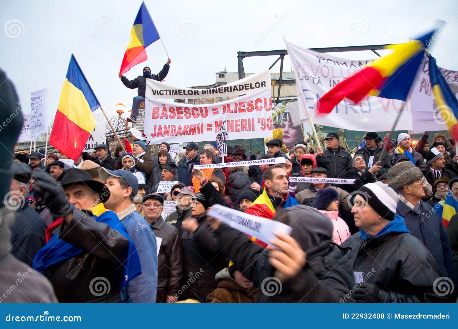 Protest in Bucharest editorial stock photo. Image of basescu - 22932408
