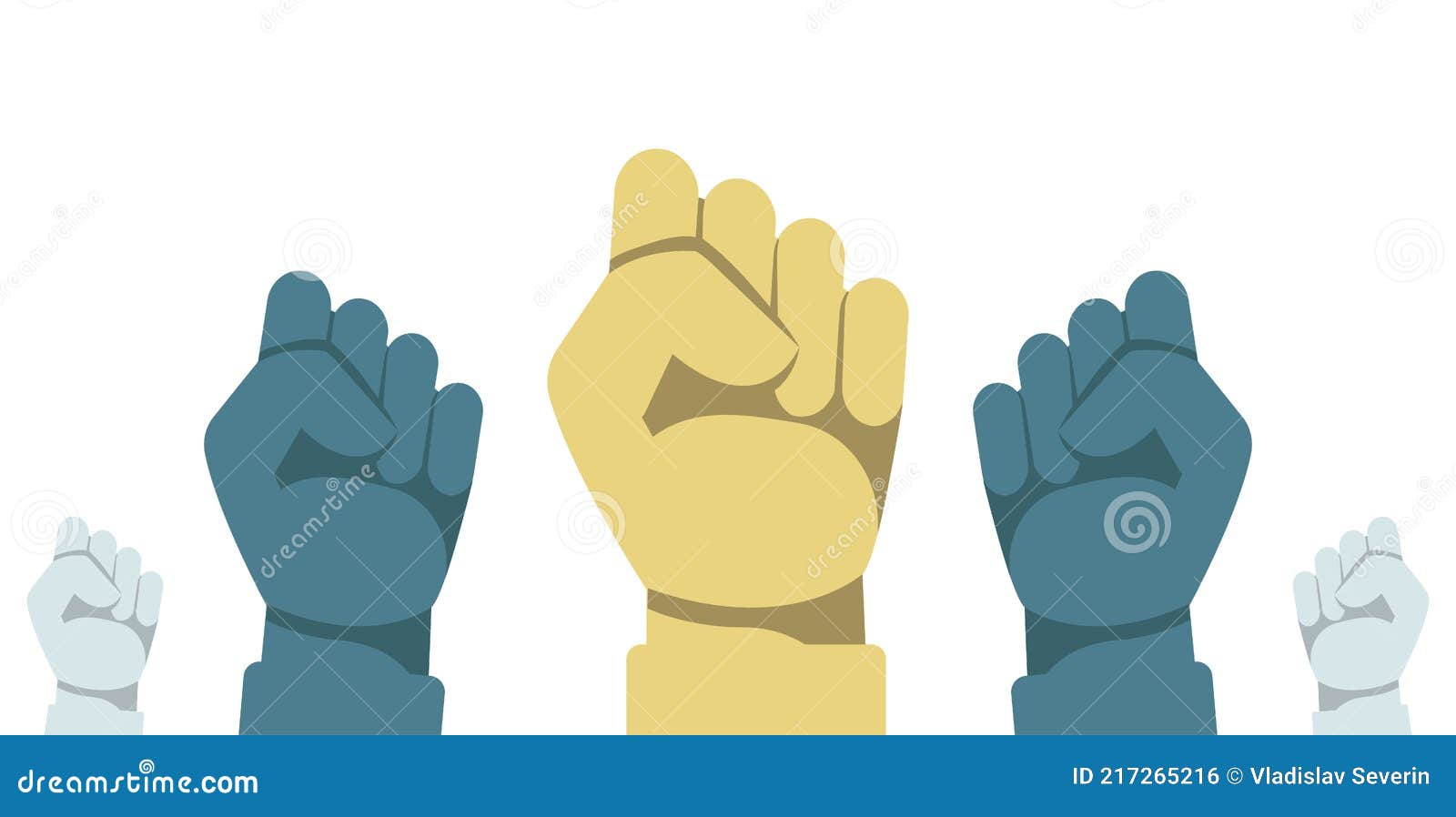 Protest Concept. Vector Illustration of Raised Human Hands with ... Protest Concept. Vector Illustration of Raised Human Hands with ...