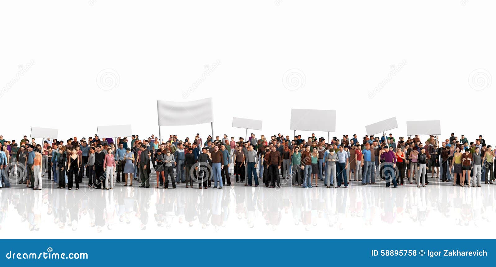 Protest Crowd Angry Cartoon People Girl Placard Royalty-Free Stock ...