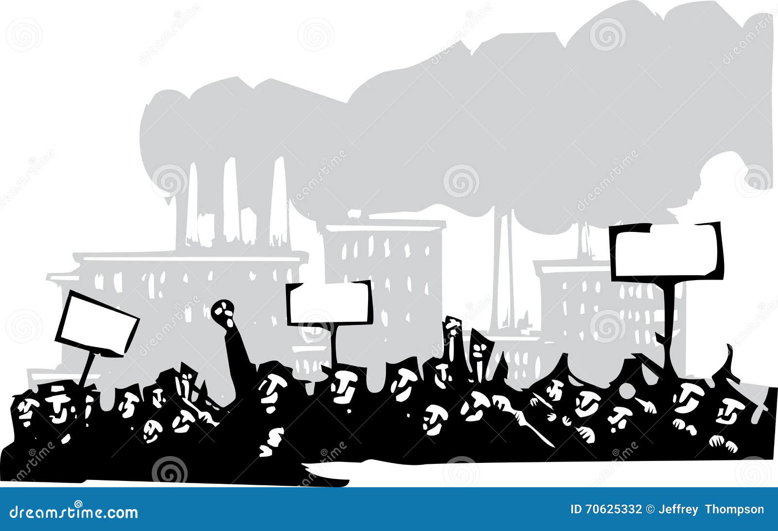 Protest at a Factory stock vector. Illustration of riot - 70625332
