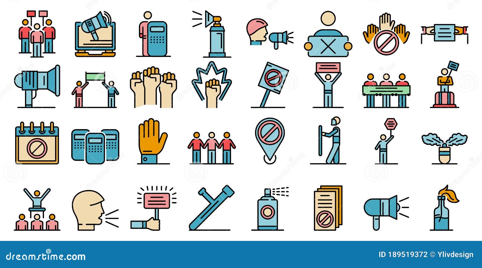Protest icons vector flat stock vector. Illustration of hand - 189519372