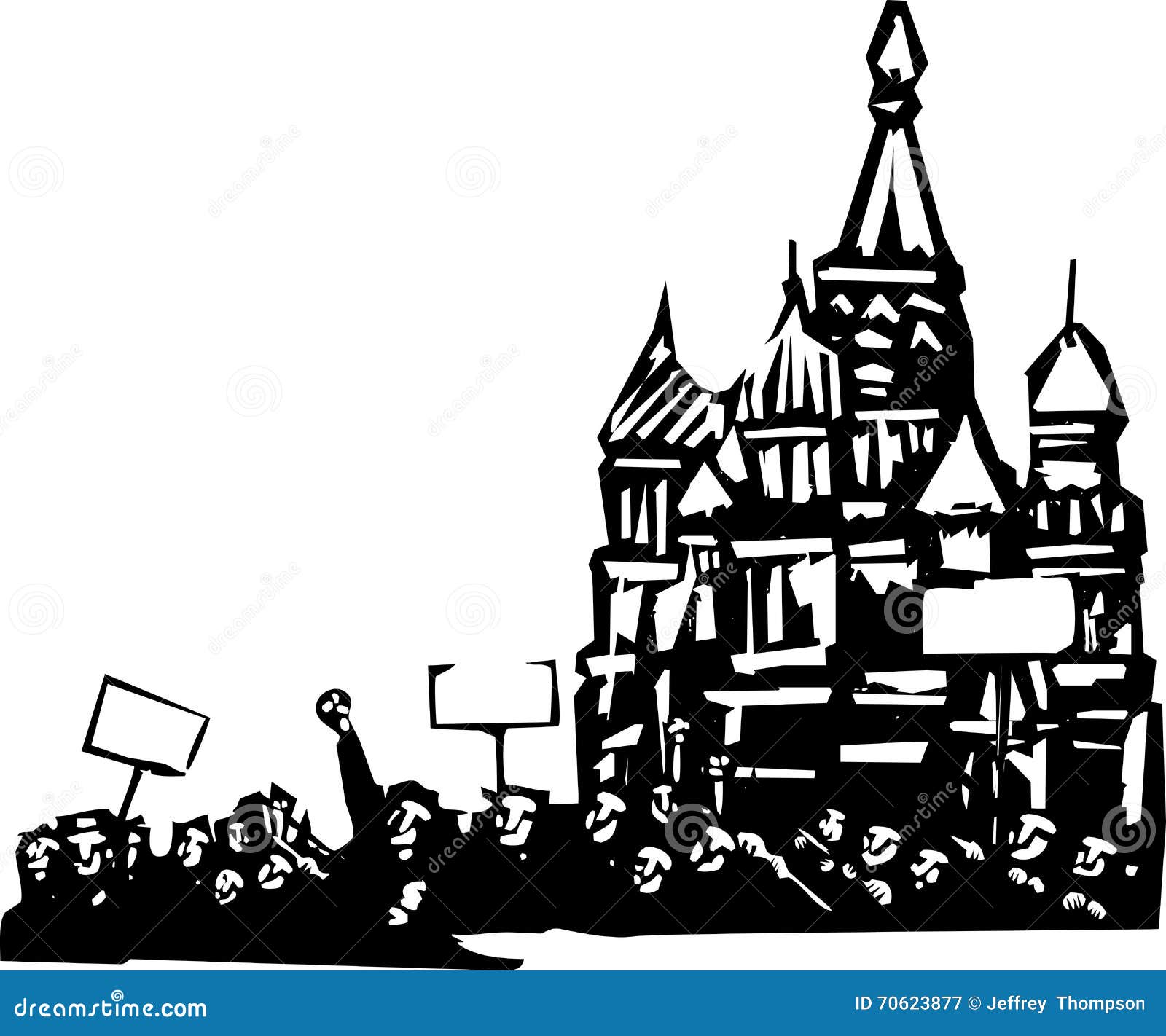 Protest in Moscow stock vector. Illustration of people - 70623877