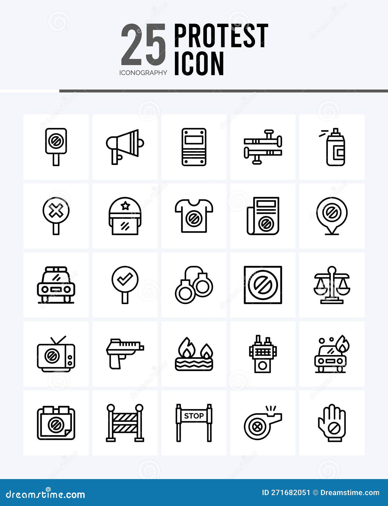 25 Protest Outline Icons Pack Vector Illustration Stock Vector ...