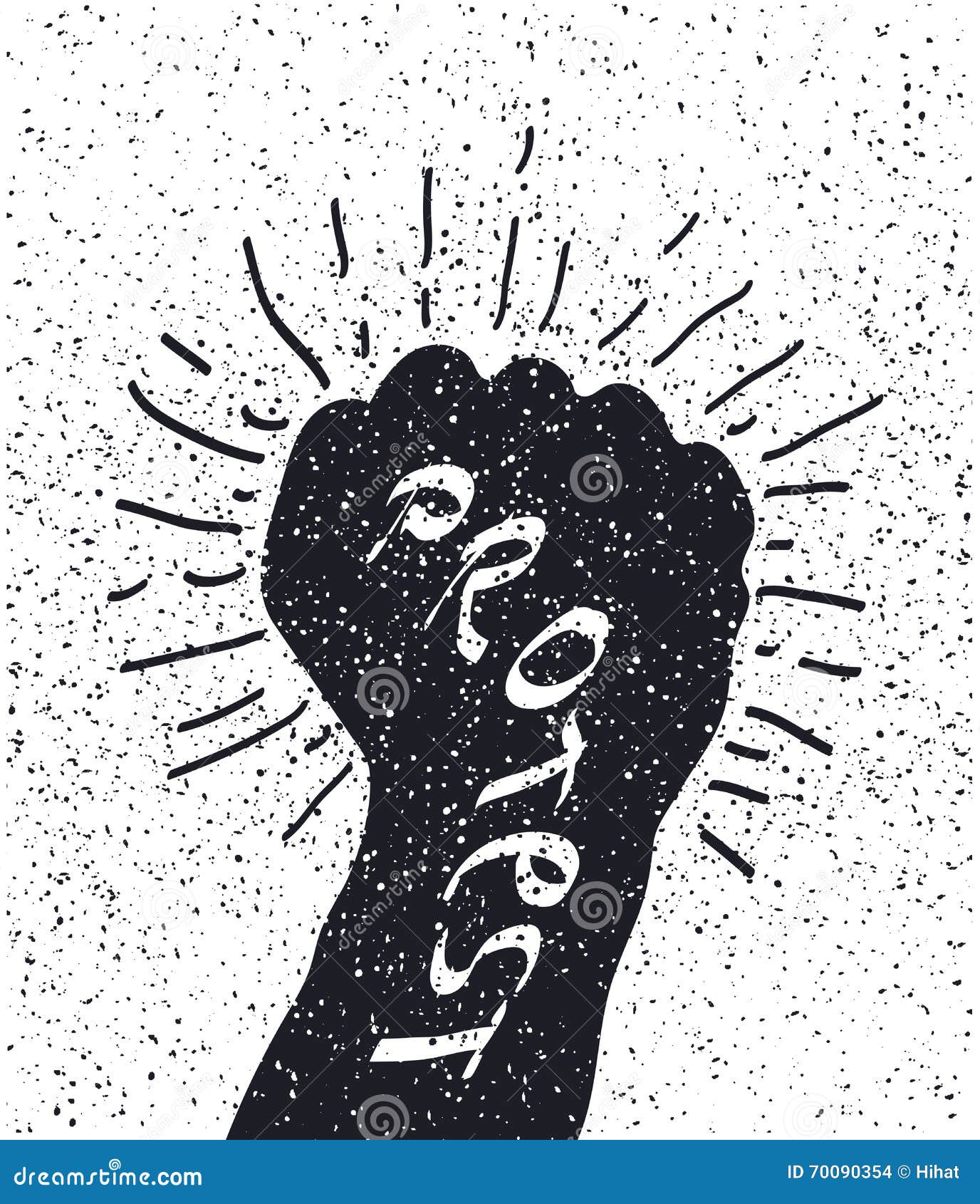 Protest Poster, Raised Fist Held in Protest. Stock Illustration ...