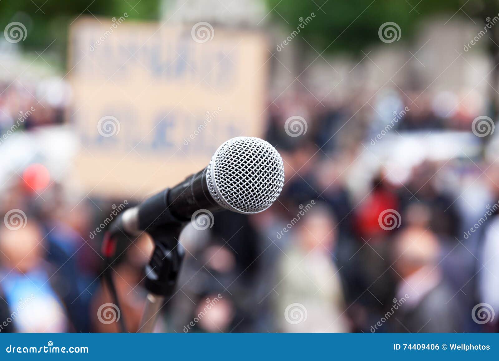 Protest. Public Demonstration. Microphone. Stock Photo - Image of ...