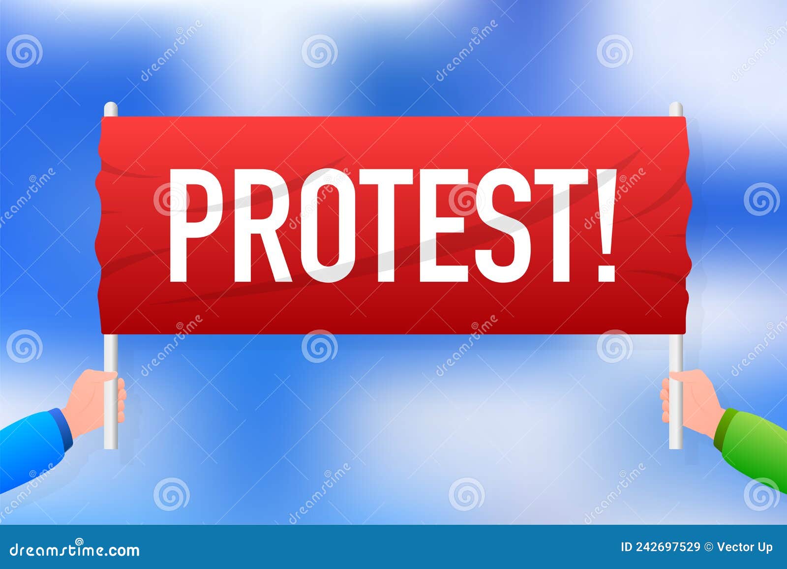 Protest Realistic Red Table on Blue Background. Vector Illustration ...