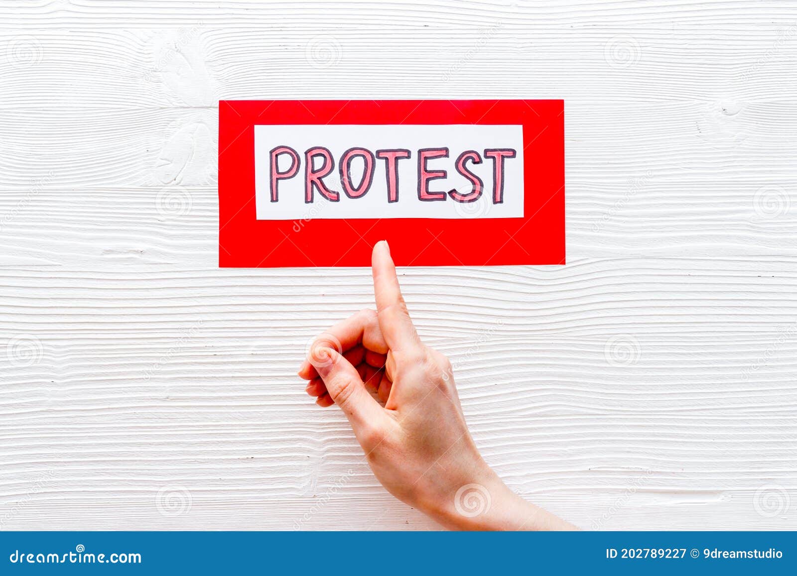 Protest Sign Concept. Word Protest on Paper Banner, Top View Stock ...