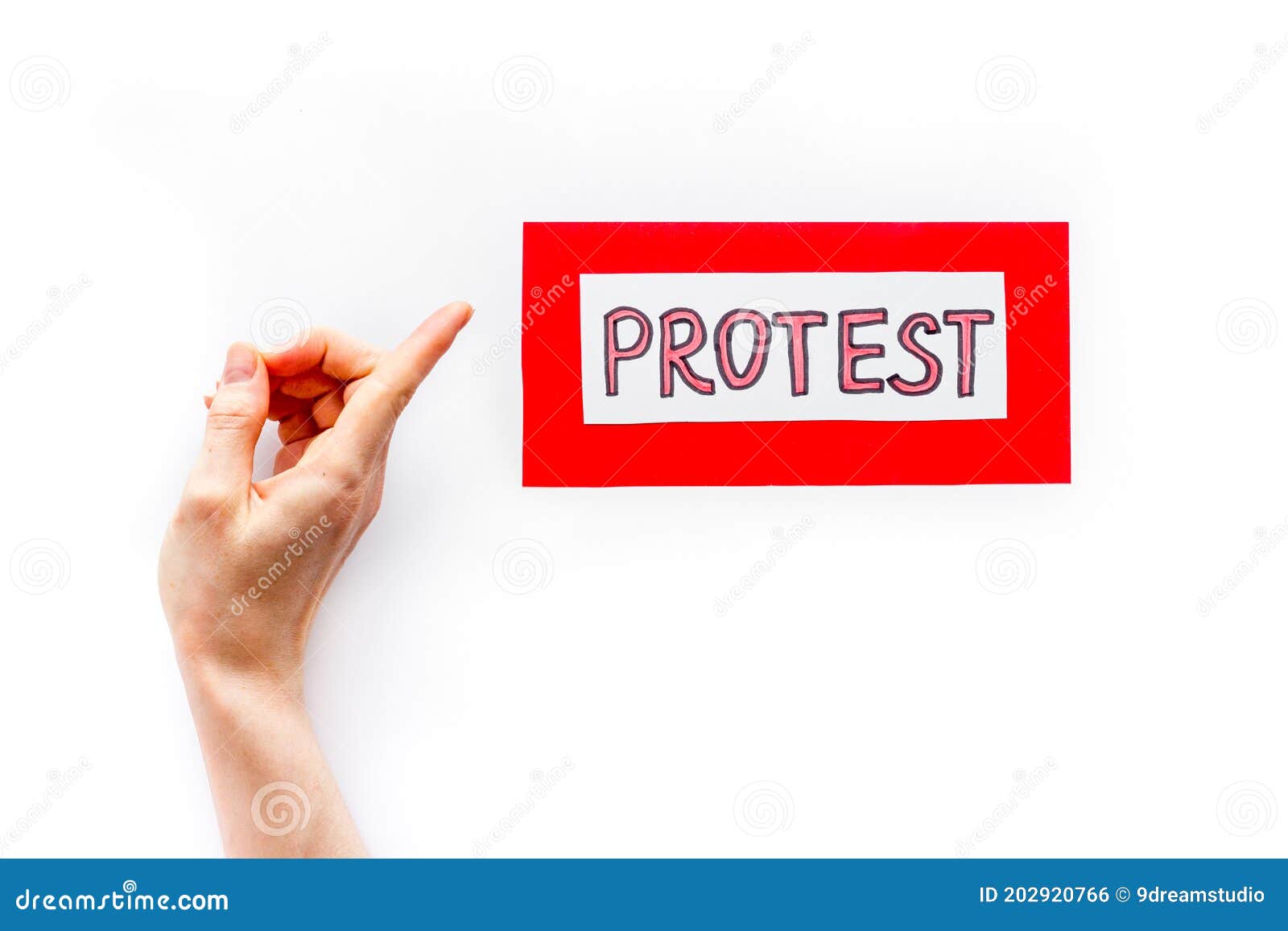 Protest Sign Concept. Word Protest on Paper Banner, Top View Stock ...