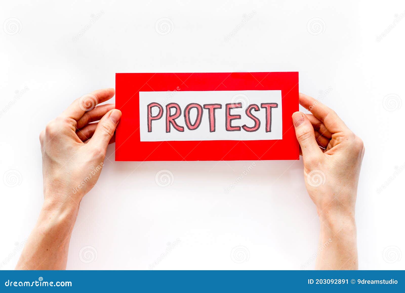 Protest Sign Concept. Word Protest on Paper Banner, Top View Stock ...