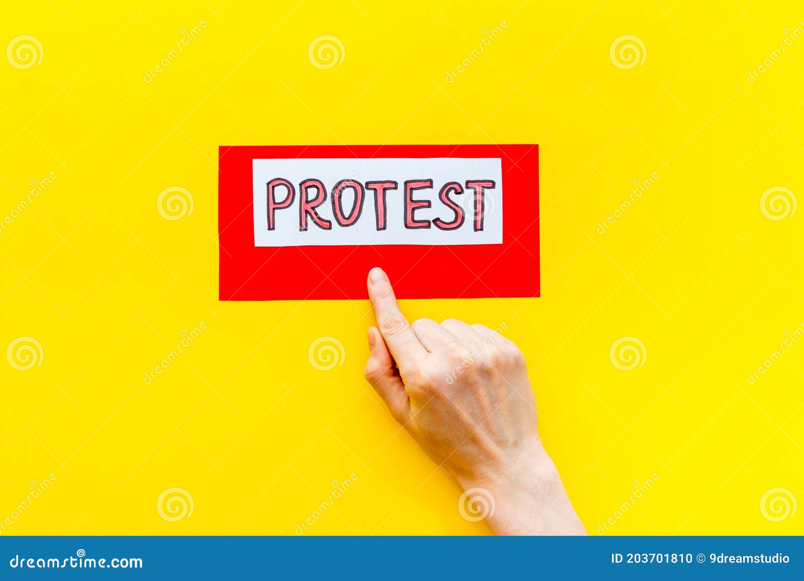 Protest Sign Concept. Word Protest on Paper Banner, Top View Stock ...