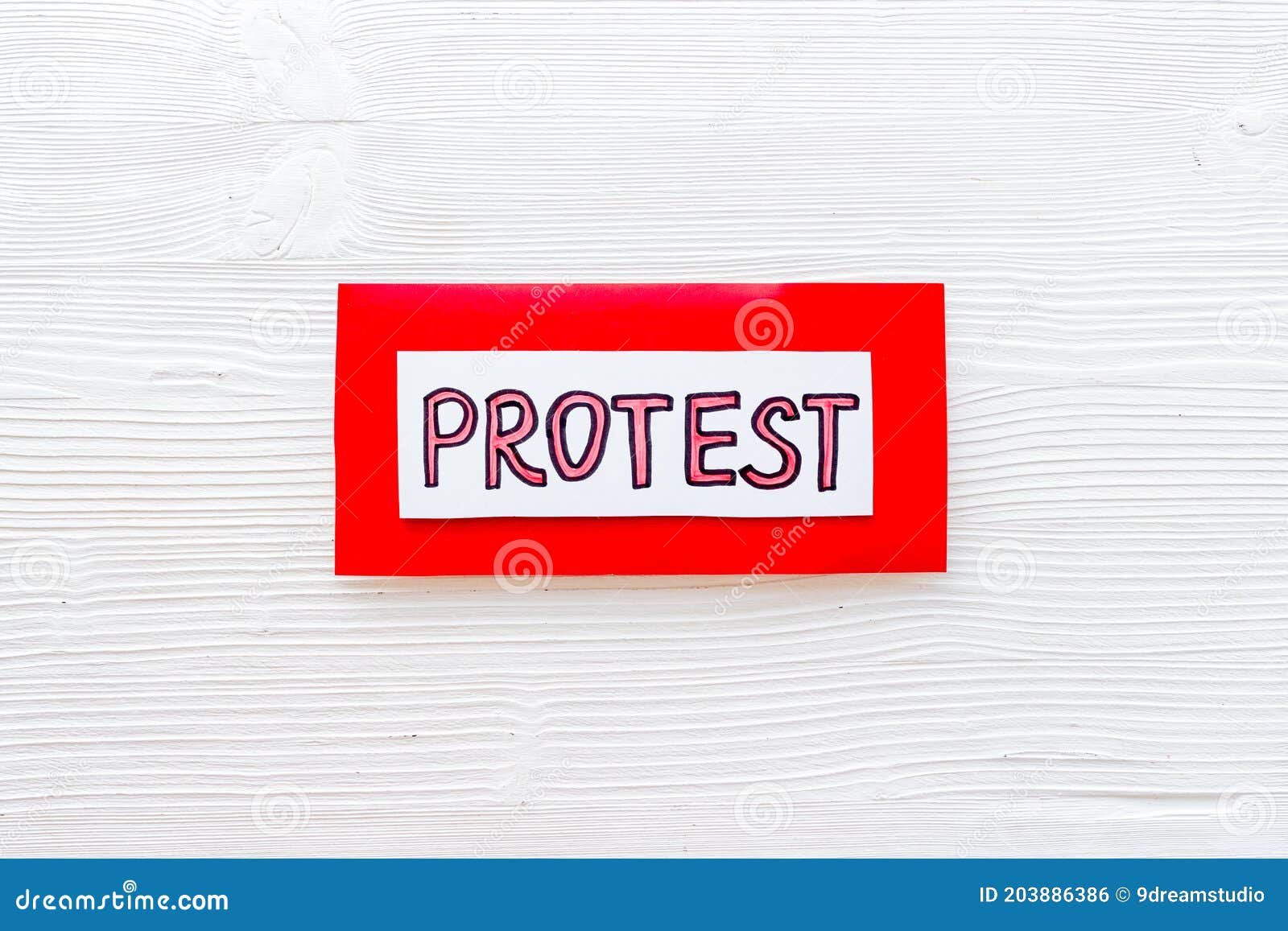 Protest Sign Concept. Word Protest on Paper Banner, Top View Stock ...