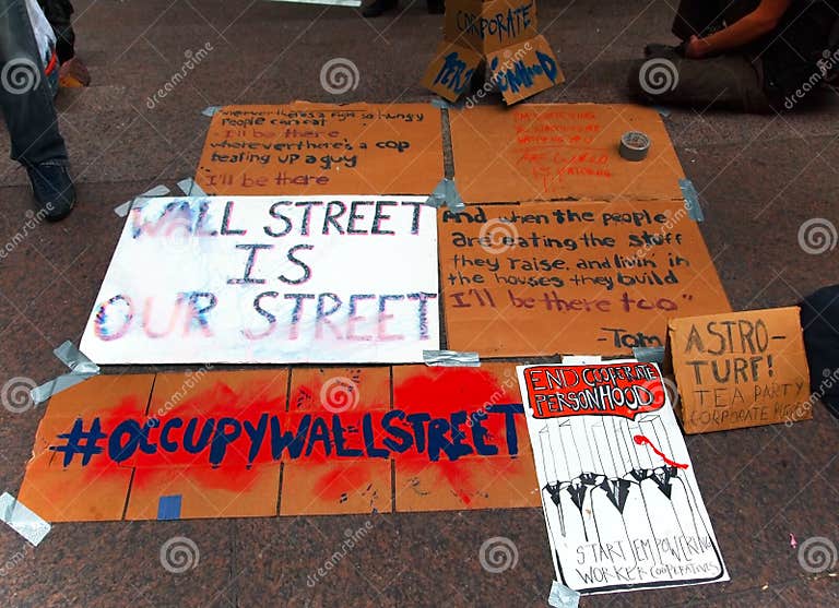 Protest Signs for Occupy Wall St. Editorial Photography - Image of ...