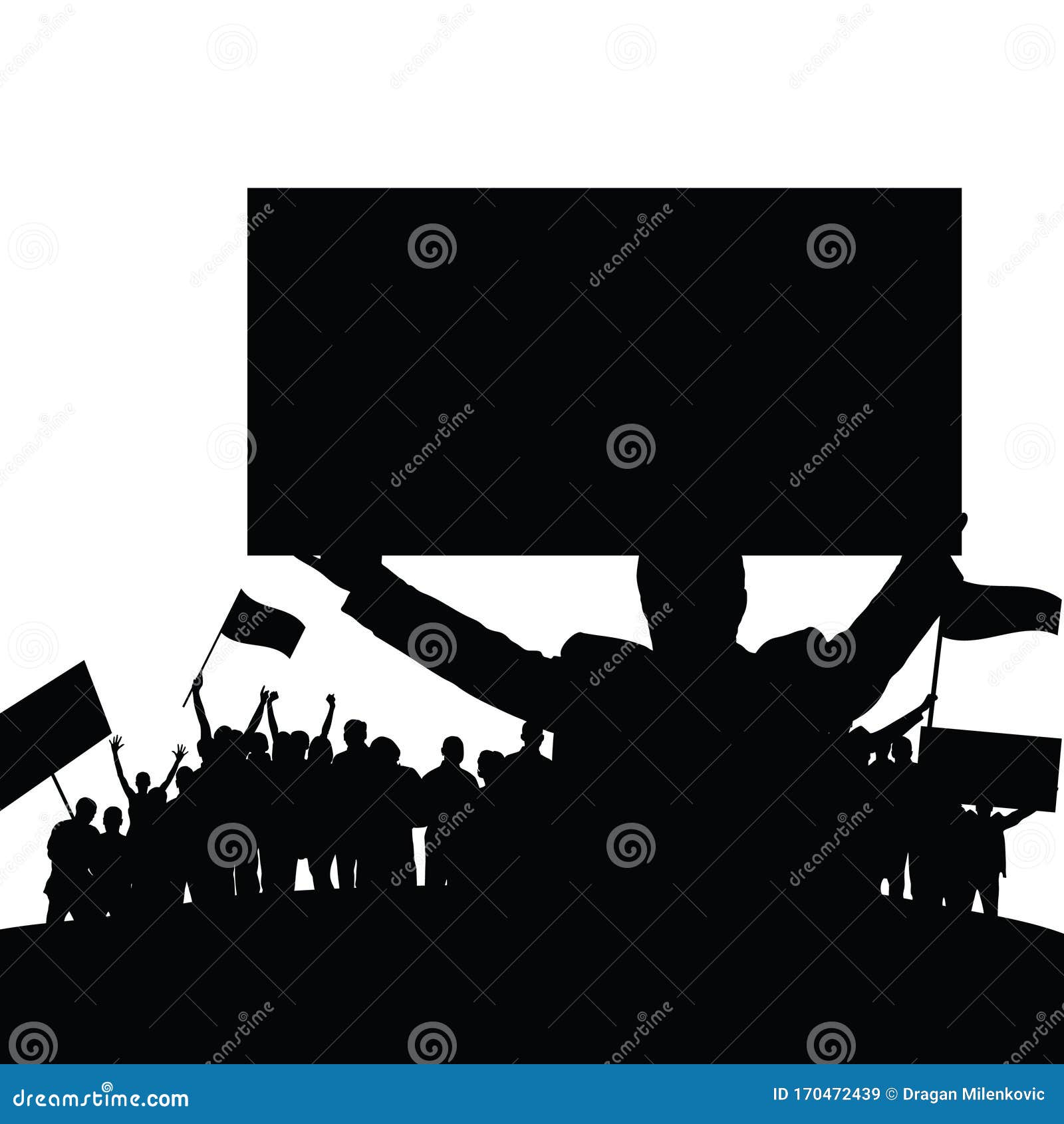 Protest People Silhouette Vector with Group in the Back Set Four Stock ...