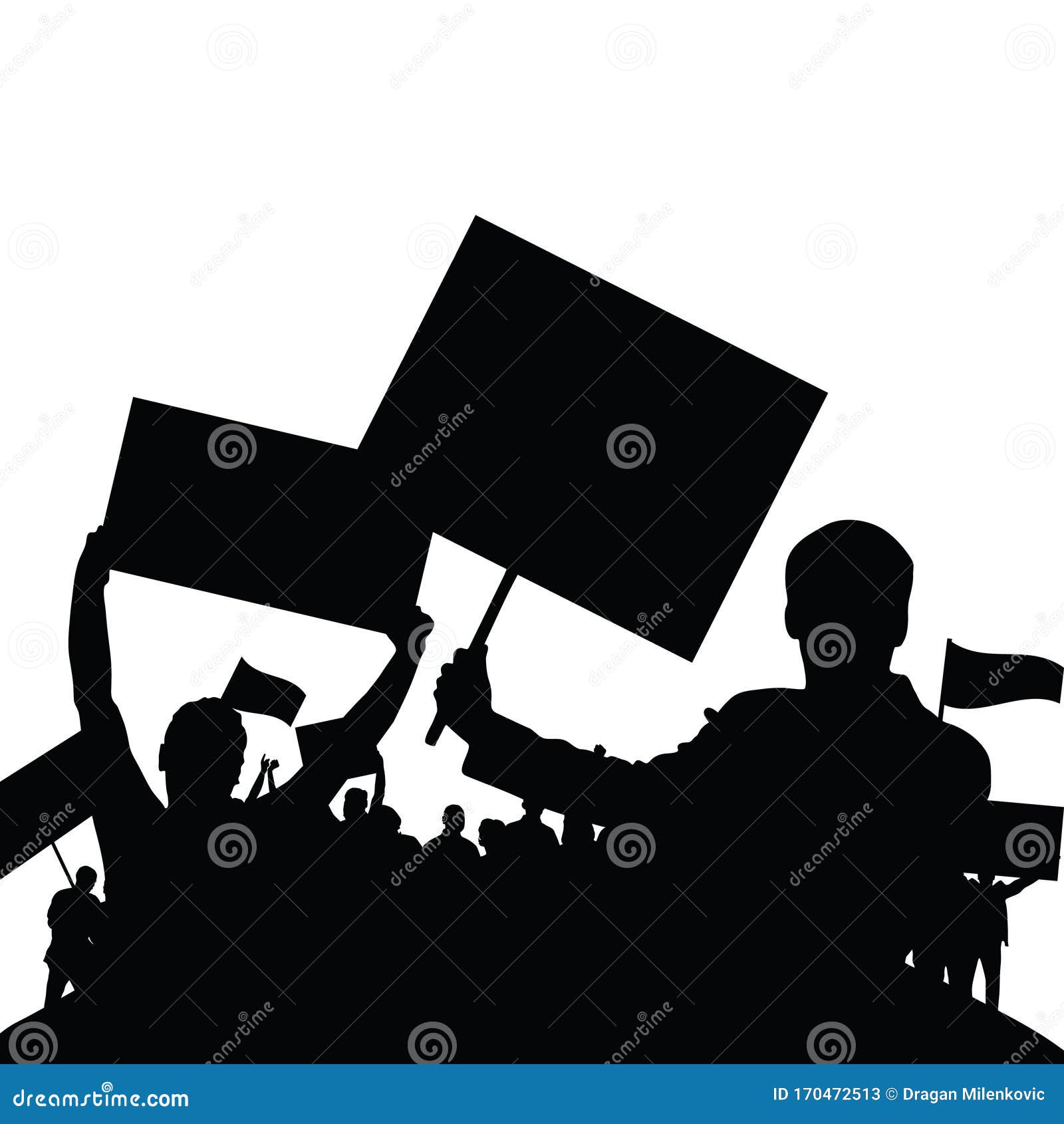 Protest People Silhouette Vector with Group in the Back Set Three Stock ...