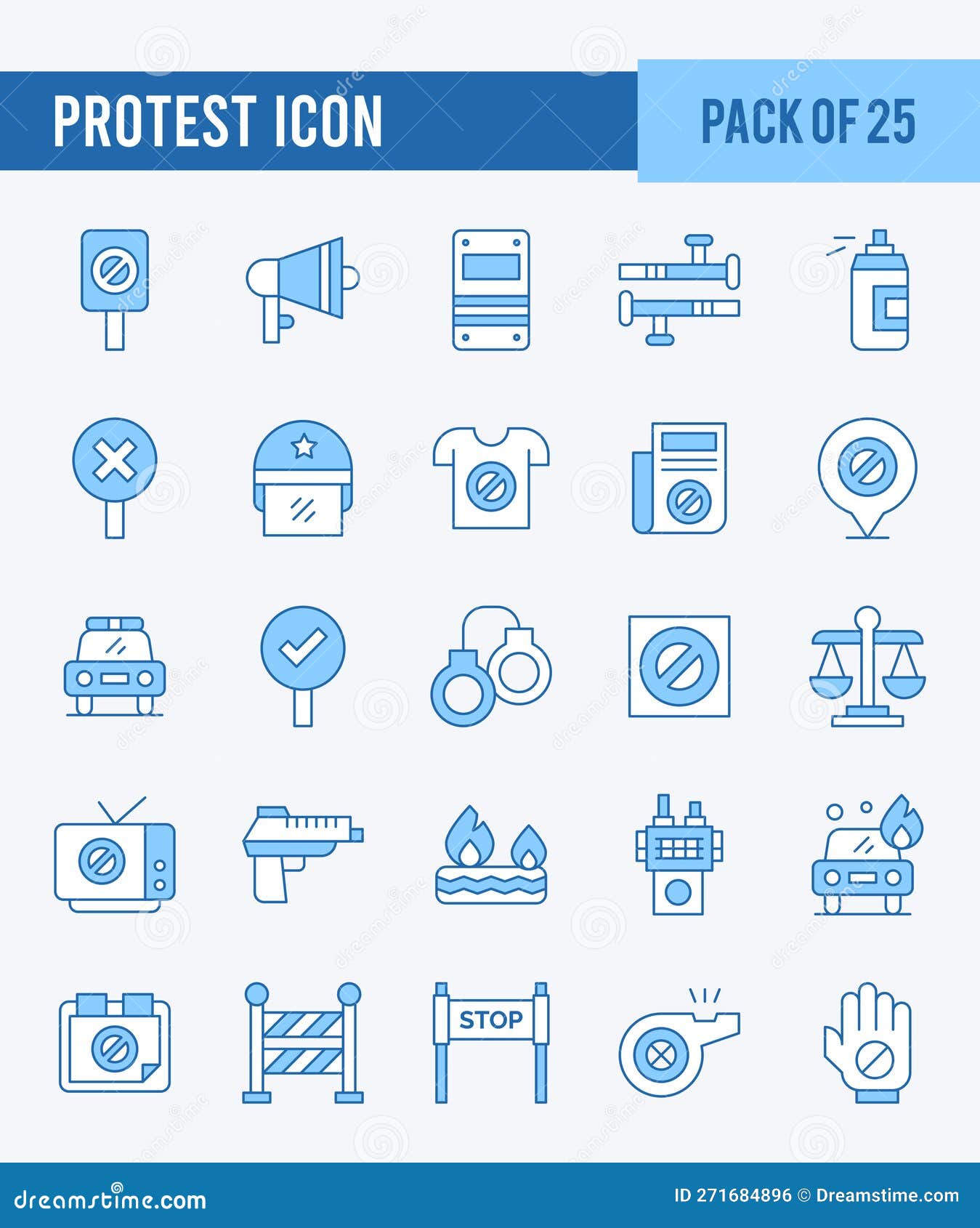 25 Protest. Two Color Icons Pack. Vector Illustration Stock Vector ...