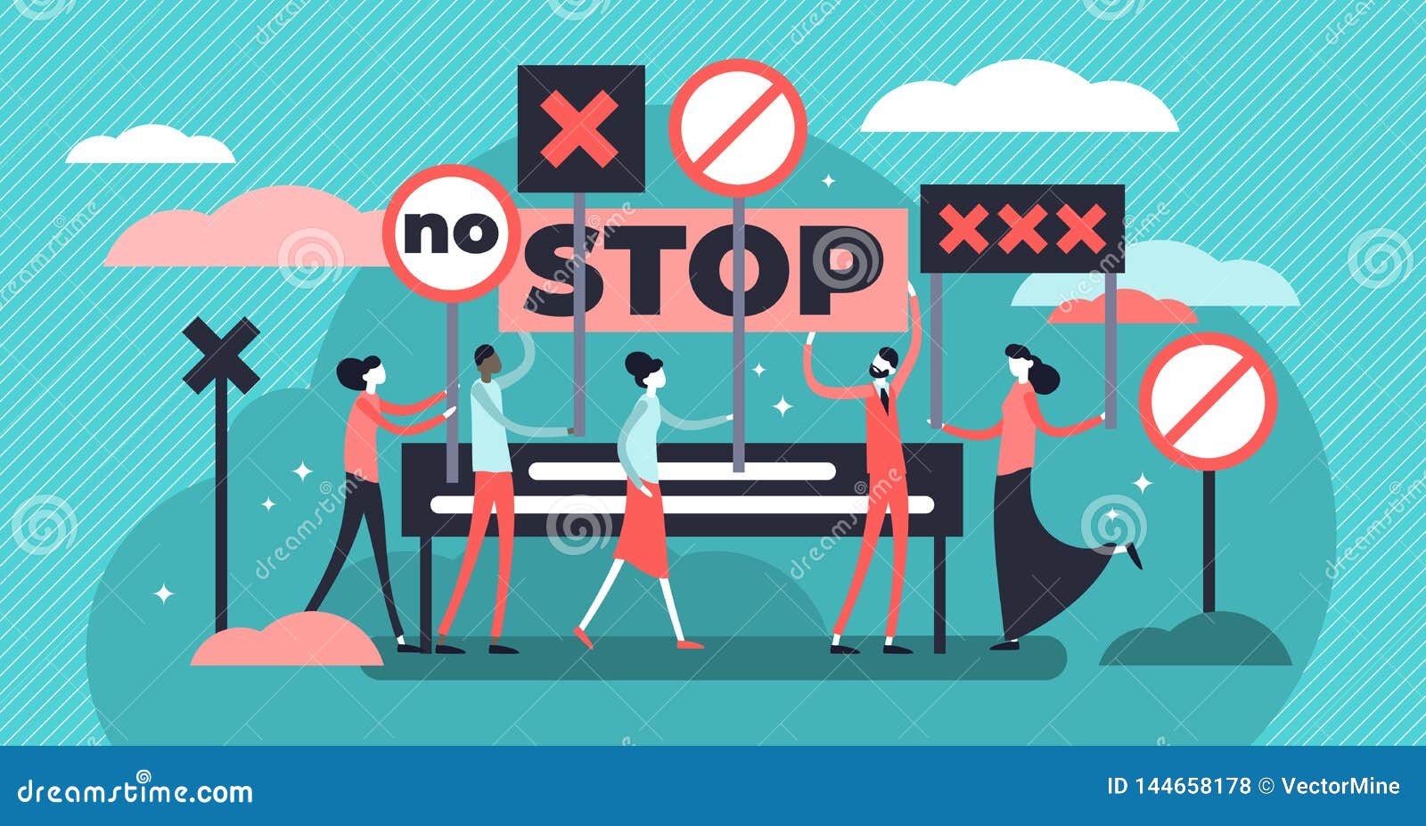 Protest Vector Illustration. Flat Tiny Demonstration Persons Crowd ...