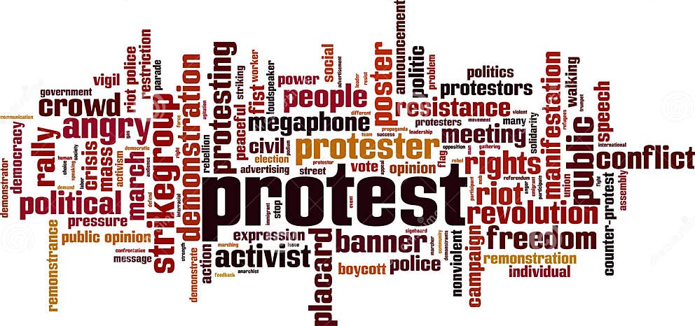 Protest word cloud stock illustration. Illustration of protest - 292007834