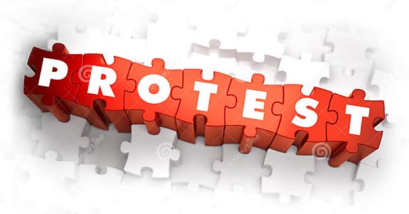 Protest - Word on Red Puzzles. Stock Illustration - Illustration of ...
